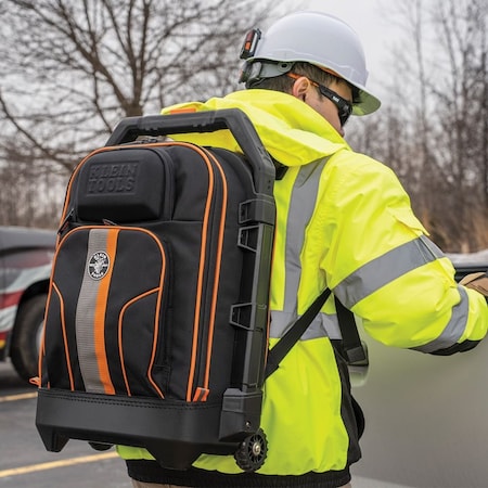 Klein Tools Backpack, Black/Orange, 1680d Ballistic Weave Body; Hard ...