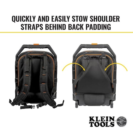 Klein Tools Backpack, Black/Orange, 1680d Ballistic Weave Body; Hard ...