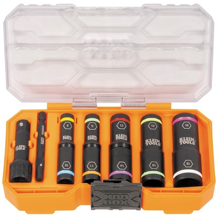 Klein Tools KNECT Flip-10 Heavy Duty Flip Impact Socket Set, Metric, 8 ...