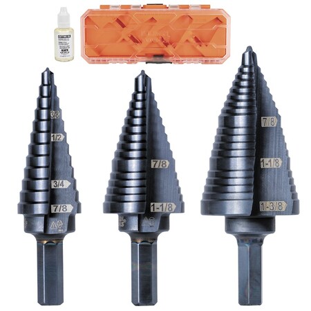 Klein Tools Premium Electrician's 3/8Inch Hex Step Bit Set, 3 Piece ...