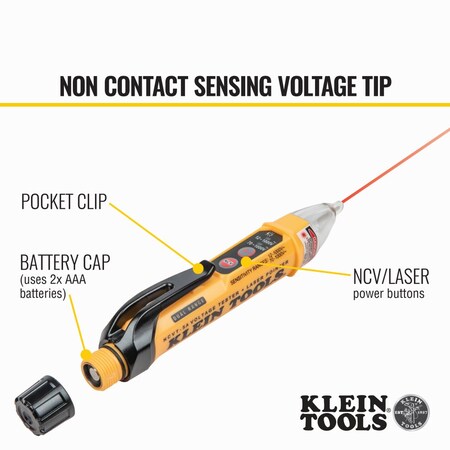 Klein Tools Non-Contact Voltage Tester Pen, Dual Range, with Laser ...