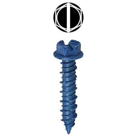 L.H. Dottie Concrete Screw, 1/4" Dia., Hex, 4 in L, Carbon Steel Blue ...