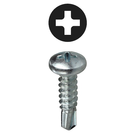 Dottie Self-Drilling Screw, #8-18 x 1-1/2 in, Zinc Plated Steel Pan ...