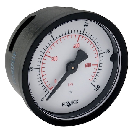 Noshok Dry Pressure Gauge, 0 to 30 psi psi, 2 in Dial, 1/4 in NPT, Back ...