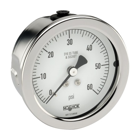 Noshok Pressure Gauge, 0 to 1500 psi psi, 2-1/2 in Dial, 1/4 in NPT ...