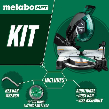 Metabo Hpt 12in Corded 15 Amp Dual Compound Miter Saw w/ Xact Cut LED ...