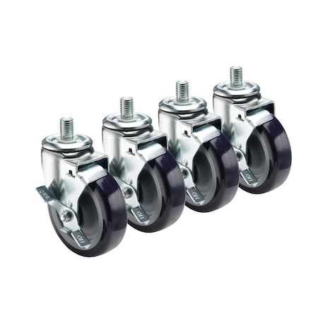 Krowne Heavy Duty 3/4"-10 Threaded Stem Caster With 5" Wheel (Set Of 4 ...