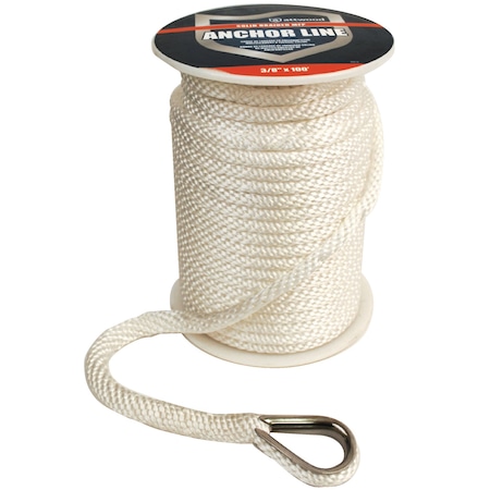 Attwood Attwood 3/8" x 100' Solid Braided MFP Anchor Line With Thimble ...