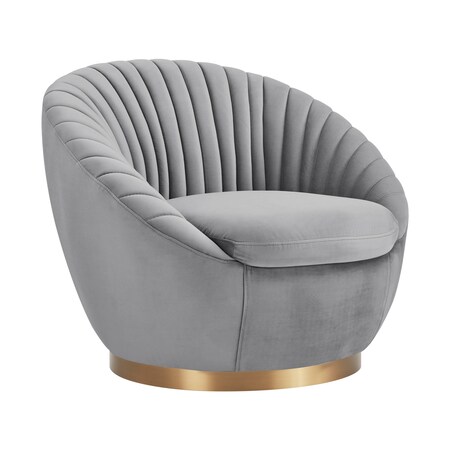 Armen Living Mitzy Gray Velvet Swivel Accent Chair with Gold Base ...