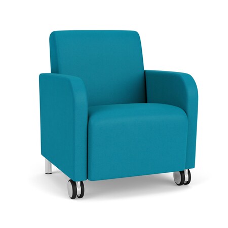 Lesro Siena Lounge Reception Guest Chair w/ Front Casters, Brushed ...