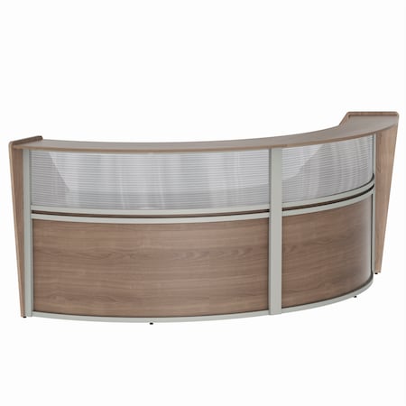 Linea Italia Reception Desk 49 in D X 46 in H, Walnut, Clear ...