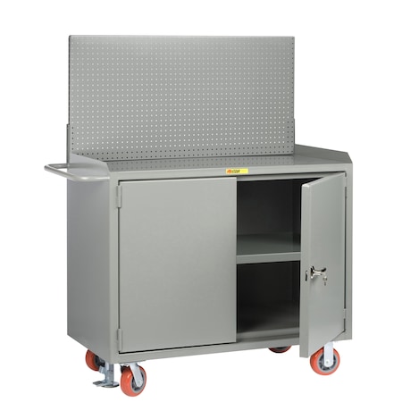 Little Giant Mobile Bench Cabinets, 36"W, Center Shelf, Pegboard MB3-2D ...