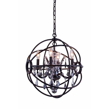 Elegant Lighting Geneva 4 light Dark Bronze Pendant Silver Shade (Grey ...