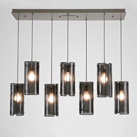 Hammerton Textured Glass Linear Chandelier, 7-Light, Flat Bronze ...