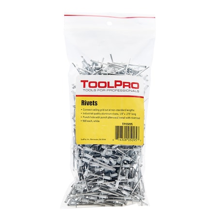 Toolpro 18 in White Aluminum Pull Rivets 500PK TP05095 | Zoro