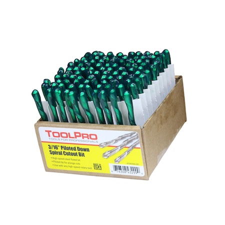 Toolpro 316 in Piloted Down Spiral Cutout Bits 100PK TP43299 | Zoro