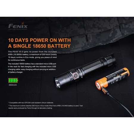 Fenix PD35 v3.0 Flashlight with USB Rechargeable Battery PD35V3 | Zoro
