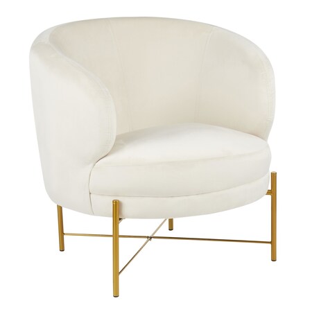 Lumisource Chloe Accent Chair in Gold Metal and Cream Velvet CHR-CHLOE ...