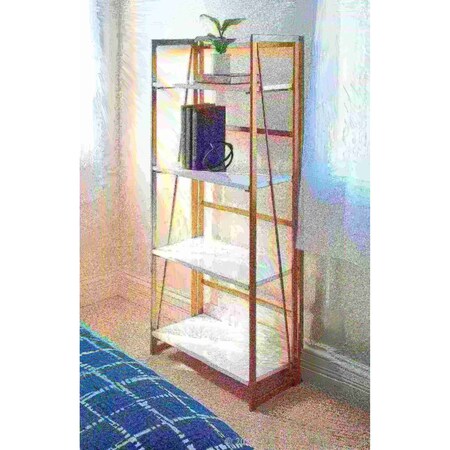 Lumisource Folia Bookcase in Gold Metal and White Wood OBC-FOLIA AUW | Zoro
