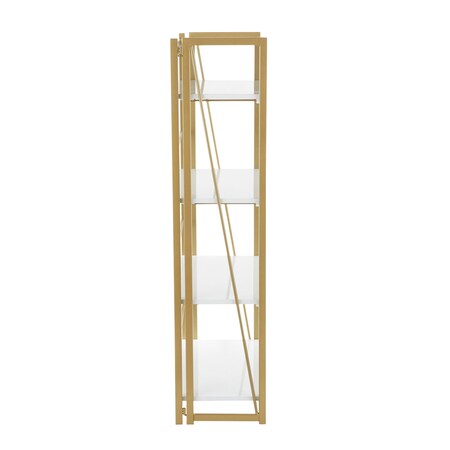 Lumisource Folia Bookcase in Gold Metal and White Wood OBC-FOLIA AUW | Zoro
