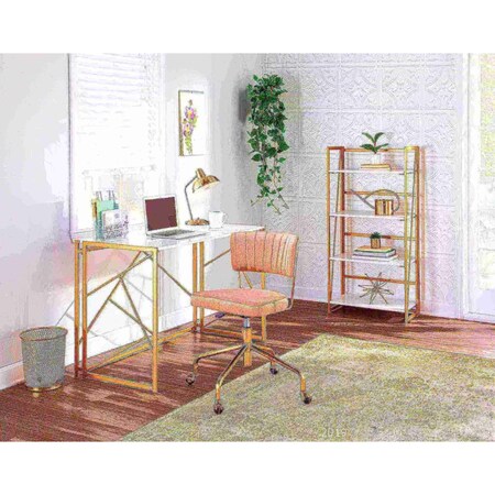 Lumisource Folia Bookcase in Gold Metal and White Wood OBC-FOLIA AUW | Zoro