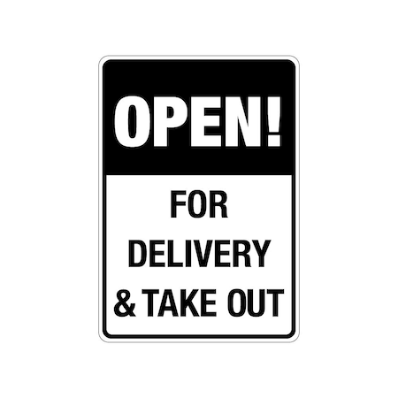 Lyle OPEN! For Delivery & Take Out, 10 in x 14 in, Reflective Aluminum ...