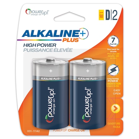Power Up! Batteries Alkaline Plus D, PK 2 031-11142 | Zoro