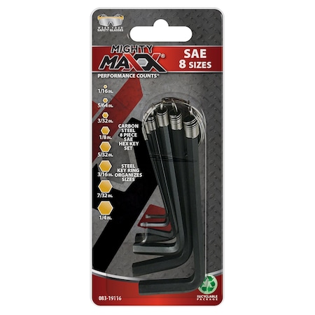 Mighty Maxx Hex Wrench Set 7pc SAE 083-19116 | Zoro