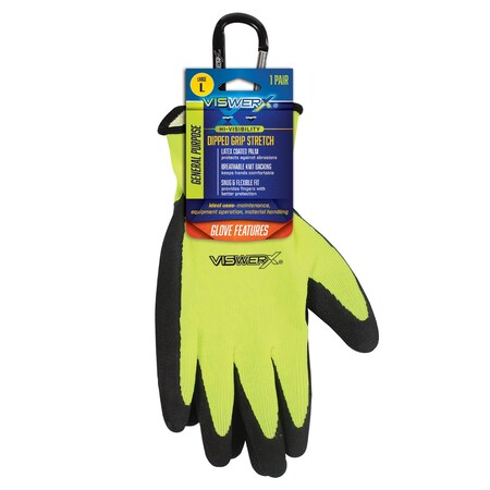 Viswerx Hi-Vis Knit Glove - Dipped Palm LG 127-11012 | Zoro