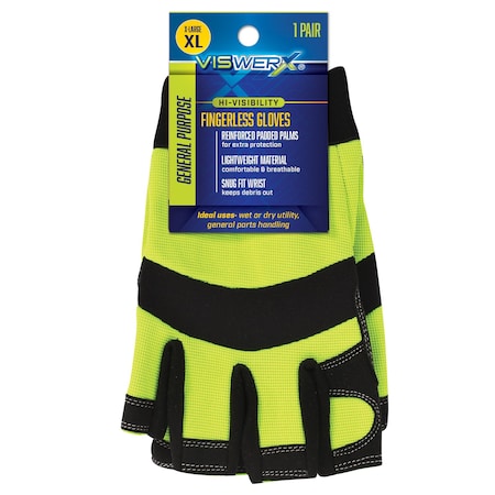 Viswerx Hi-Vis Fingerless Glove-Adj Wrist XL 127-11048 | Zoro