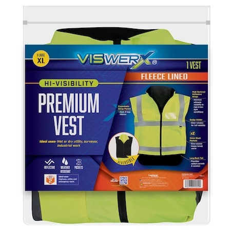 Viswerx Hi-Vis Reversible Fleece Lined Vest-ANSI CL2 XL 127-22054 | Zoro