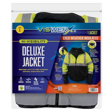 Viswerx Hi-Vis Deluxe Cold Weather Jacket - ANSI CL2 LG 127-22063 | Zoro