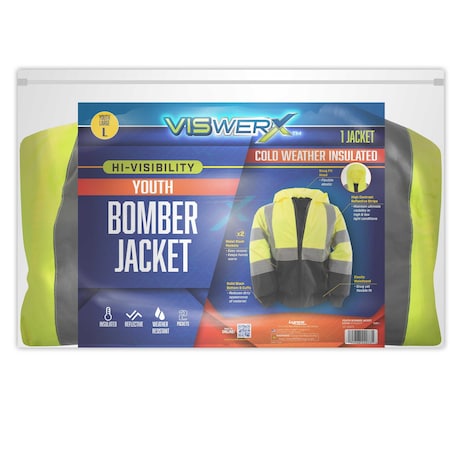 Viswerx Hi-Vis Quilted Bomber Jacket Childrens LG 127-22073 | Zoro