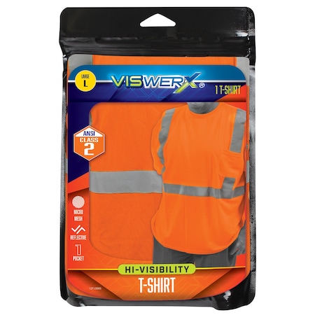 Viswerx Hi-Vis SS T-Shirt w-Pocket - ANSI CL2 Orange LG 127-23005 | Zoro
