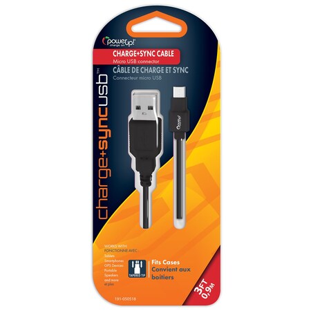 Power Up! USB Cable - Micro USB 3ft 191-050518 | Zoro