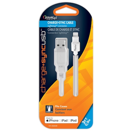 Power Up! USB Cable - MFI Apple 8-pin 3ft White 191-050549 | Zoro