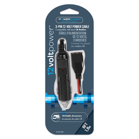 Powercomm CB Power Cord 3Pin w Cig Plug 215-57100 | Zoro