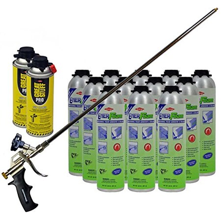Awf Pro Great Stuff Enerfoam 30oz(12), Cans of Cleaner(2), 2ft Foam Gun ...