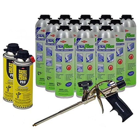 Awf Pro Great Stuff Enerfoam 30oz(12), Cans of Cleaner(2), Foam Gun ...