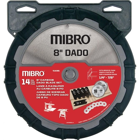 Mibro 14-Piece 8 in. Carbide Stacking Dado Blade Set 416381 | Zoro