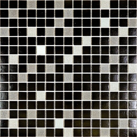 Apollo Tile Mingles 12 in. x 12 in. Glossy Black Glass Mosaic Wall and ...