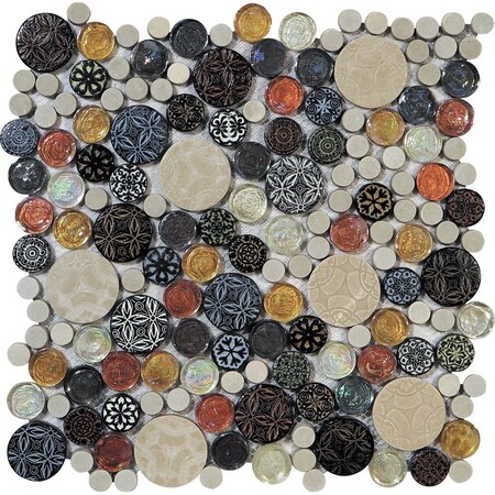 Apollo Tile Multicolor 12 in x 12 in Glass, Resin Glossy Floor and Wall ...