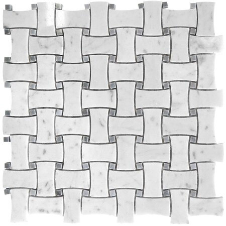Apollo Tile Carrara & Bardiglio Basket Weave 5 sq.ft 12 in. x12 in ...