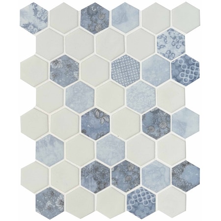 Msi Vista Azul Hexagon SAMPLE Glass Mesh-Mounted Mosaic Tile ZOR-MD ...