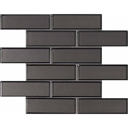 Msi Metallic Gray Bevel Subway SAMPLE Glass Mesh-Mounted Mosaic Tile ...