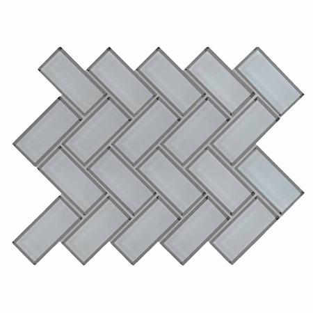 Msi Ice Bevel Herringbone SAMPLE Glass Mesh-Mounted Mosaic Tile ZOR-MD ...