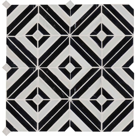 Msi Rhombix Nero SAMPLE Polished Marble Mesh-Mounted Mosaic Tile ZOR-MD ...