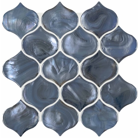 Msi Blue Shimmer Arabesque Glass Mesh-Mounted Mosaic Tile ZOR-MD-0253 ...