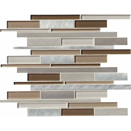 Msi Madison Avenue Interlocking SAMPLE Glass Metal Mosaic Wall Tile ZOR ...