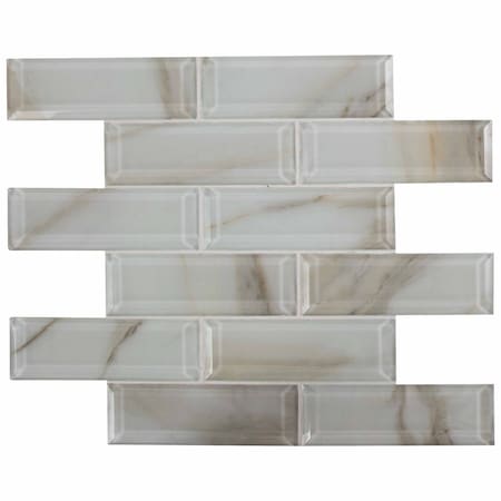 Ackland Sample Linen Glow Glossy Beveled Glass Subway Mosaic Wall Tile ...